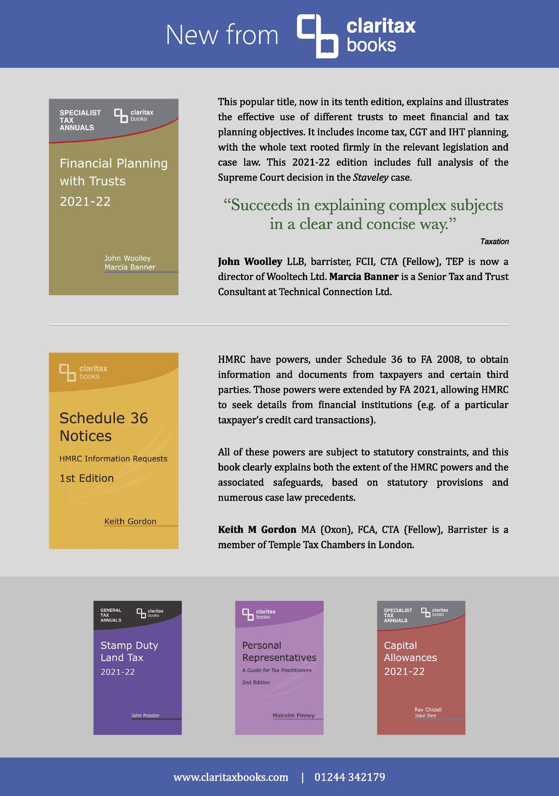 Claritax Books August 2021 | Tax Adviser