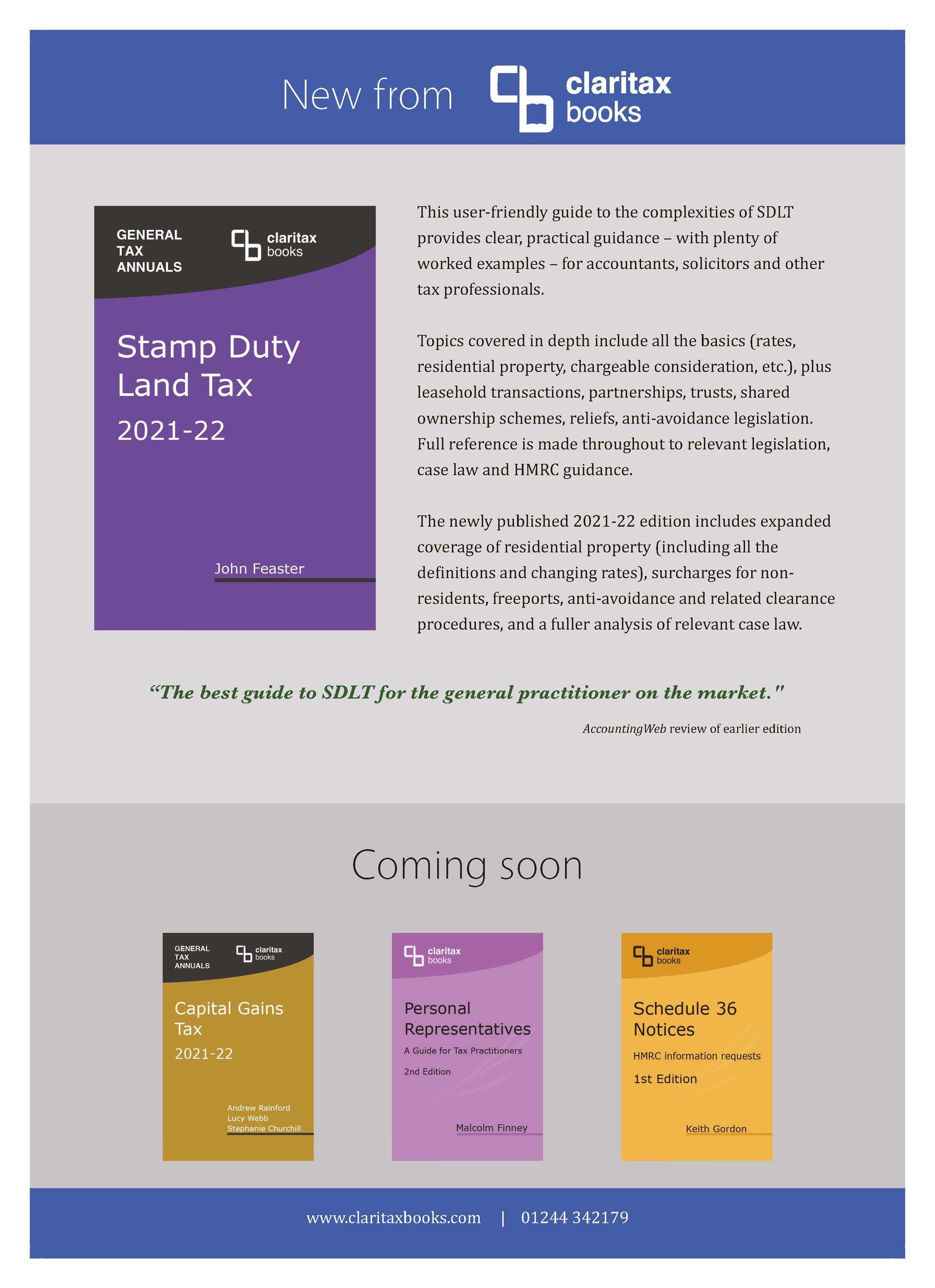 Claritax Books July 2021 | Tax Adviser